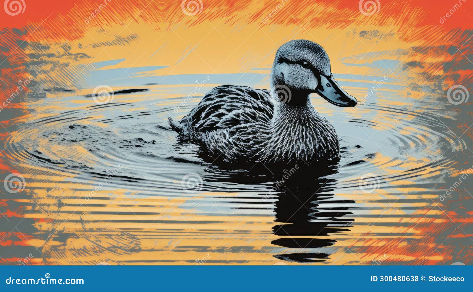 Duck Image with Risograph Ra 6800 Texture Stock Illustration ...
