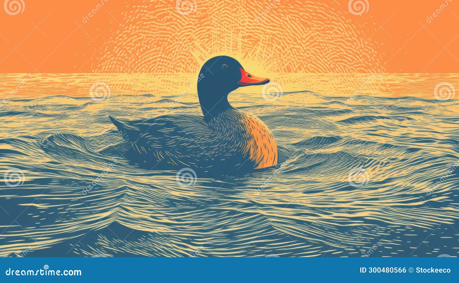 Duck Image with Risograph Ra 6800 Texture Stock Illustration ...