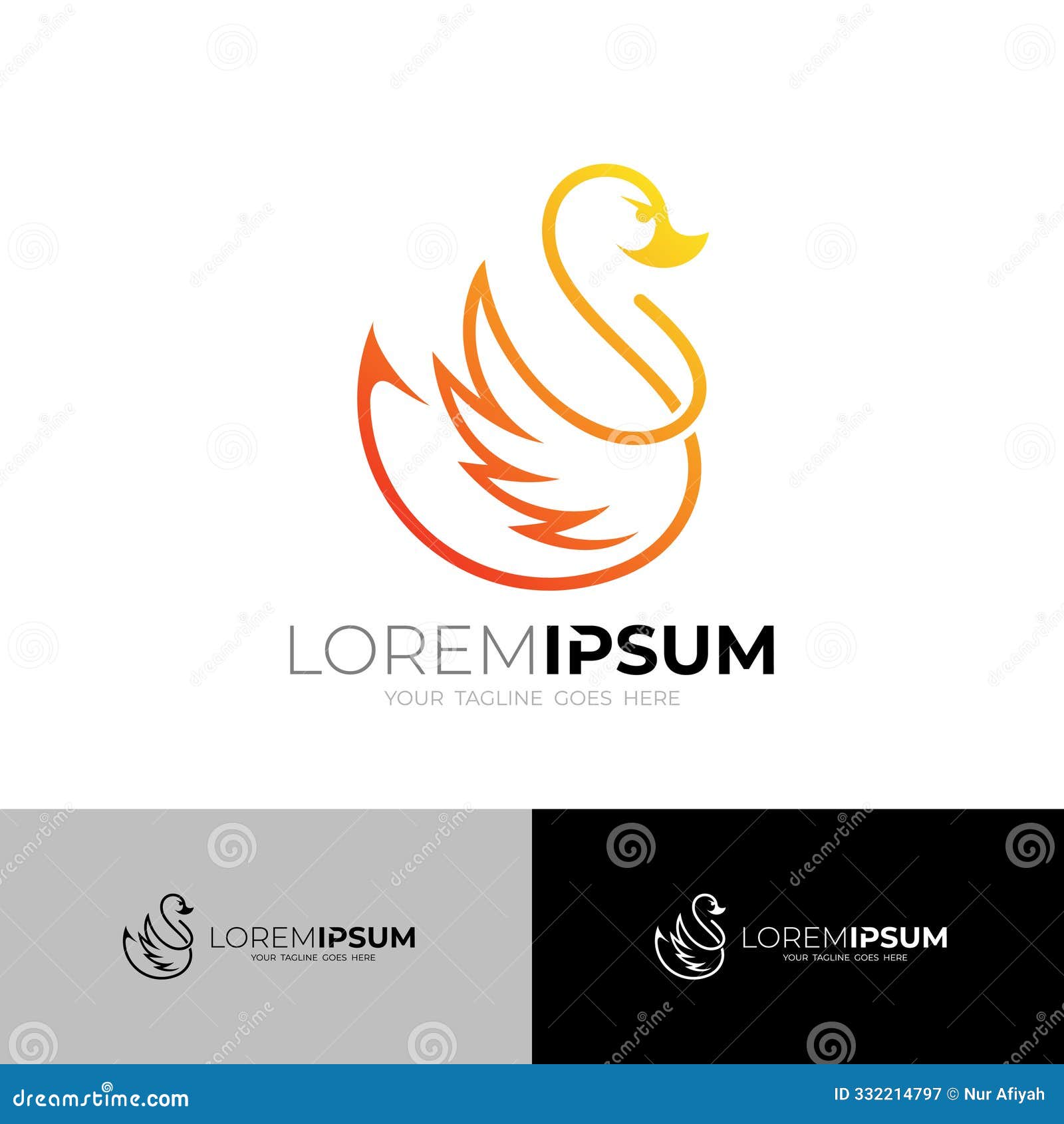 Duck Swimming Icon in Line Style, Bird Logos Stock Vector ...