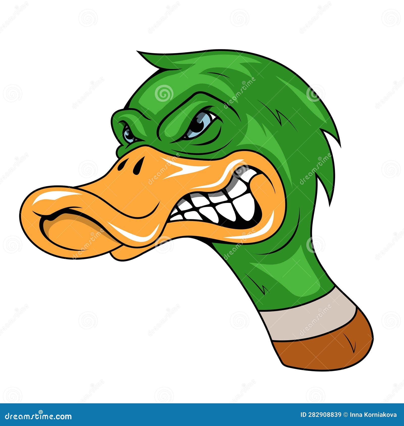 Duck. Vector Illustration Of A Waterbird With A Broad Blunt Bill. Evil ...