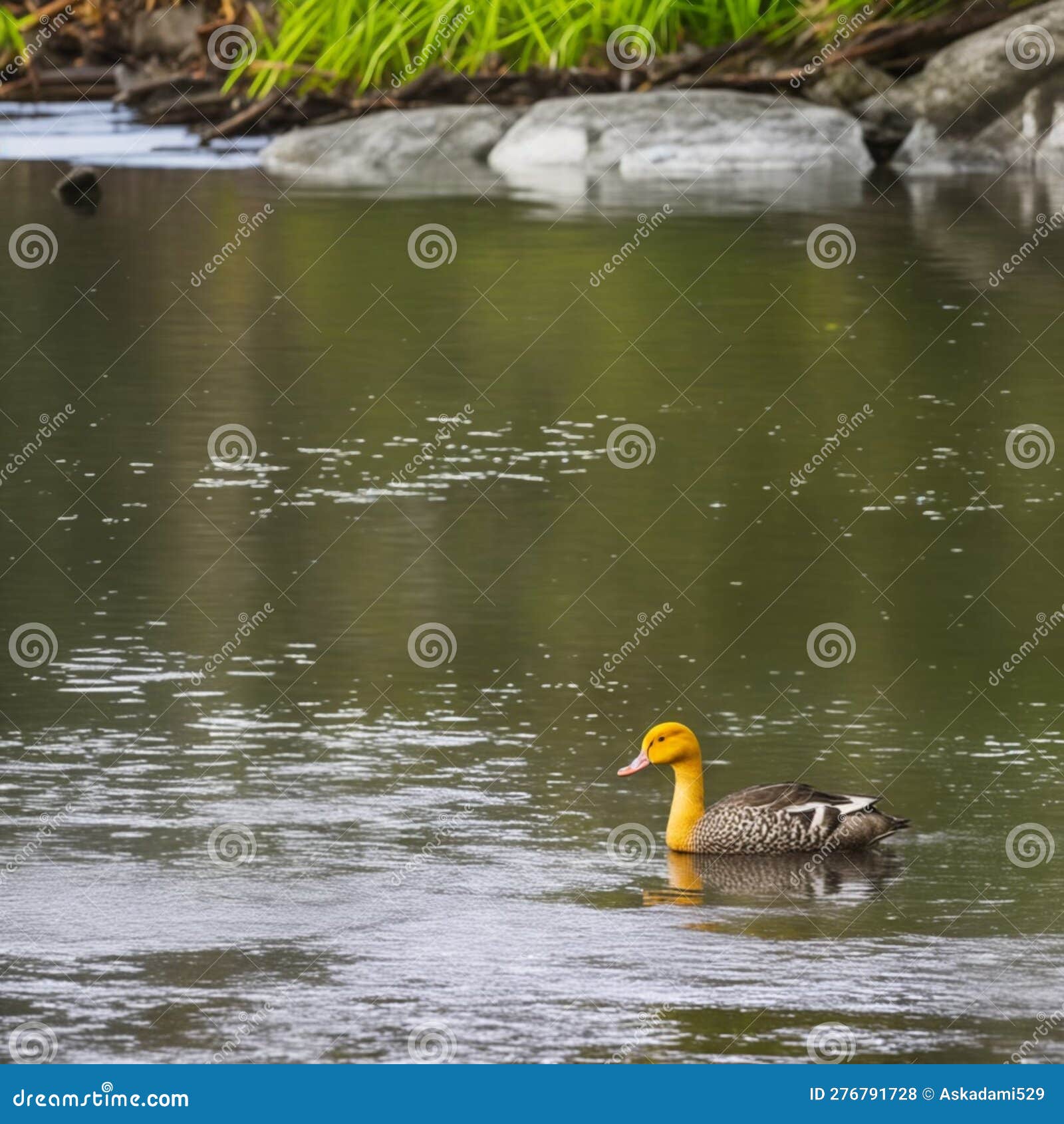 Duck Wandering in the River Stock Illustration - Illustration of beak ...