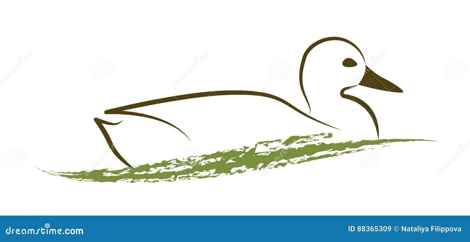 Duck on the water stock vector. Illustration of simple - 88365309