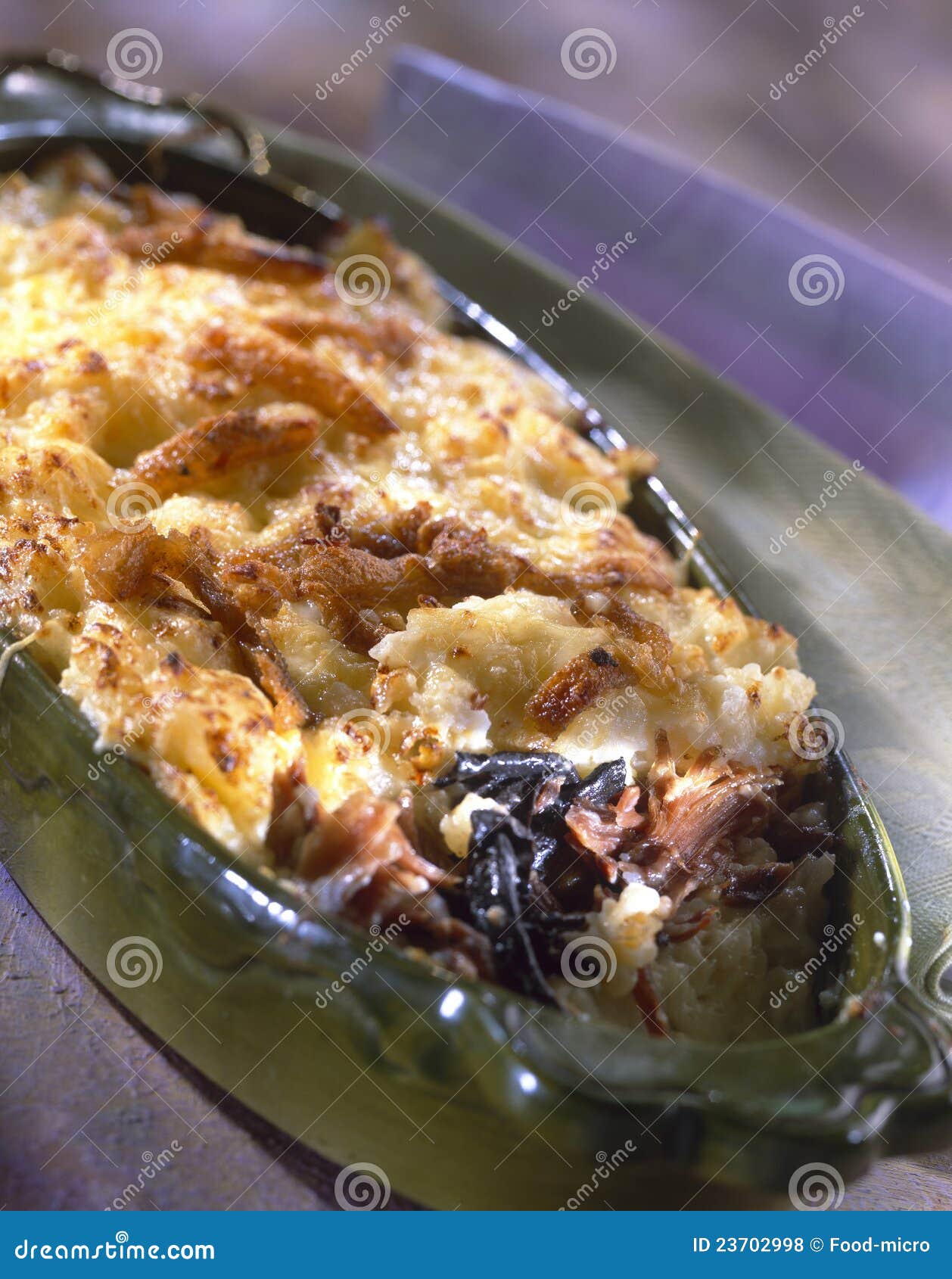 Duck and Wild Mushroom Parmentier Stock Photo - Image of focus ...