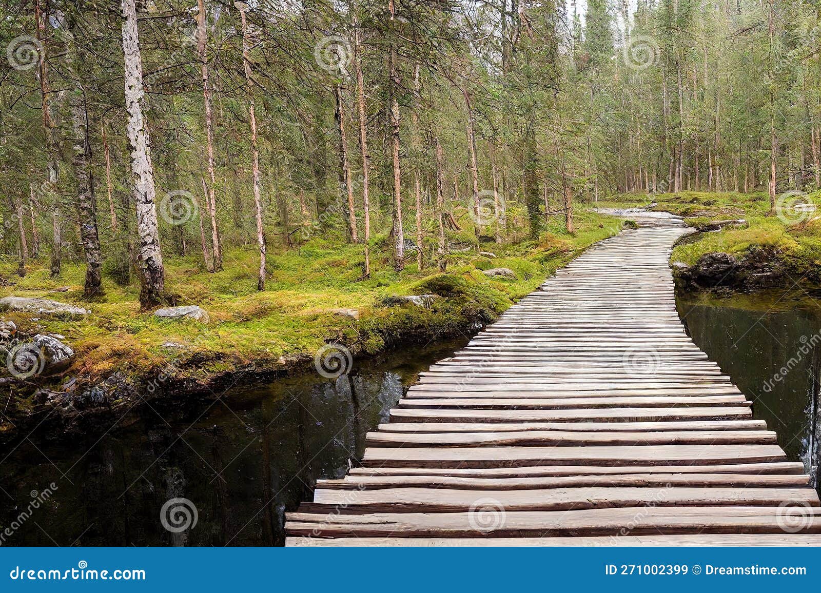 Duckboards Path in Forest Passing through Lake between Trees Stock ...