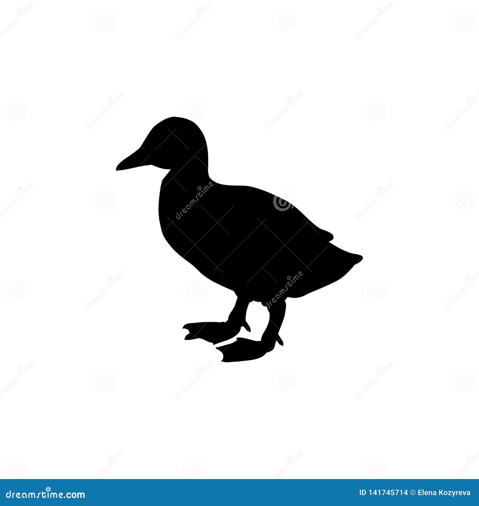 Duckling Bird Black Silhouette Animal Stock Vector - Illustration of ...