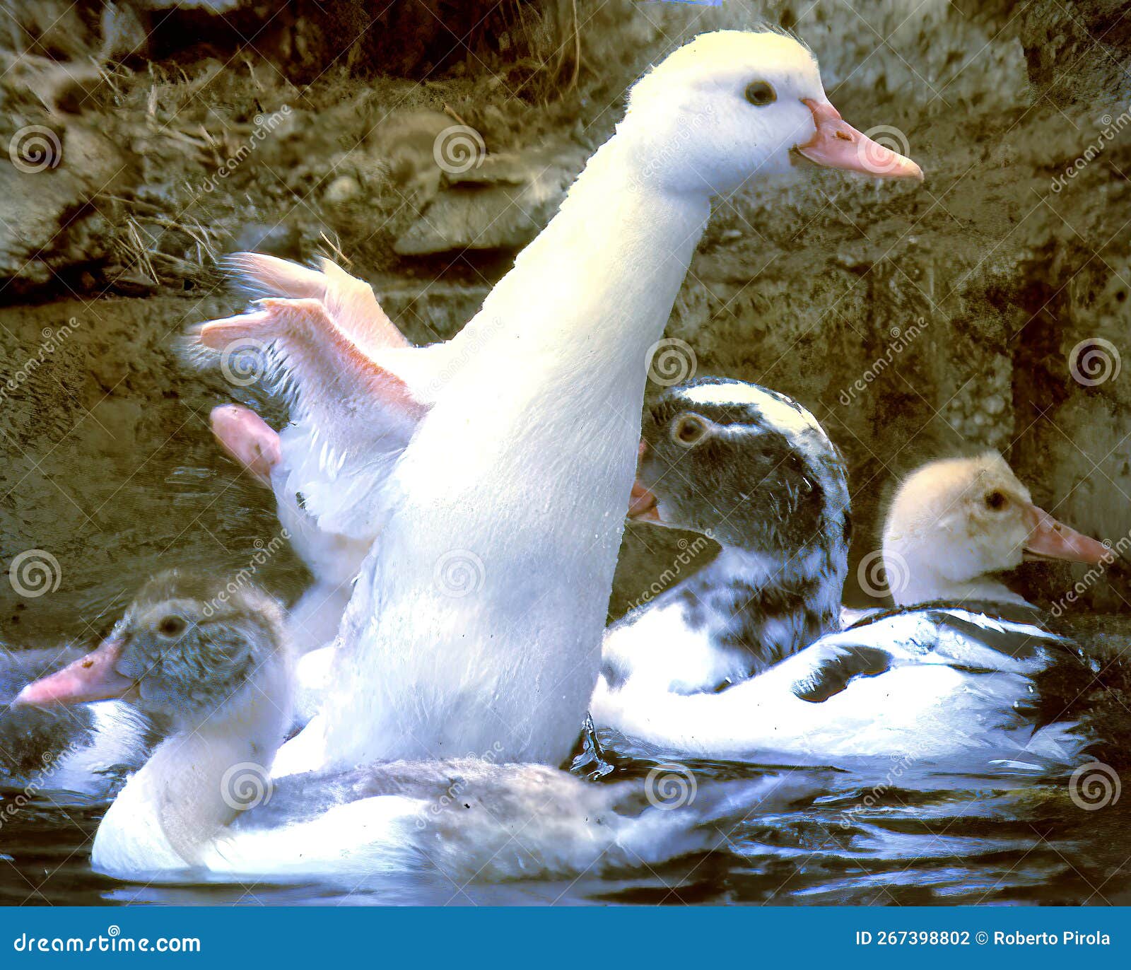 Duckling on pond water stock photo. Image of wildlife - 267398802