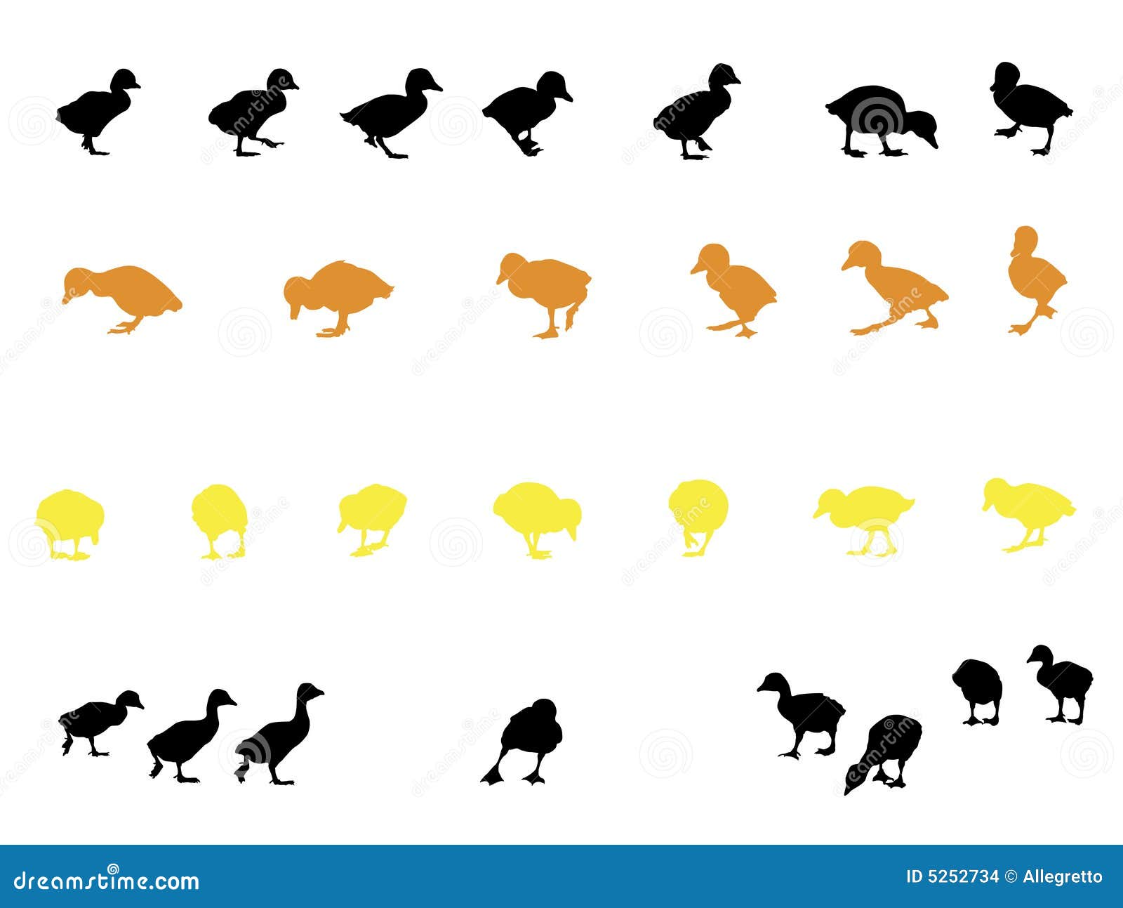 Duckling Silhouette Collection Stock Illustration - Illustration of ...