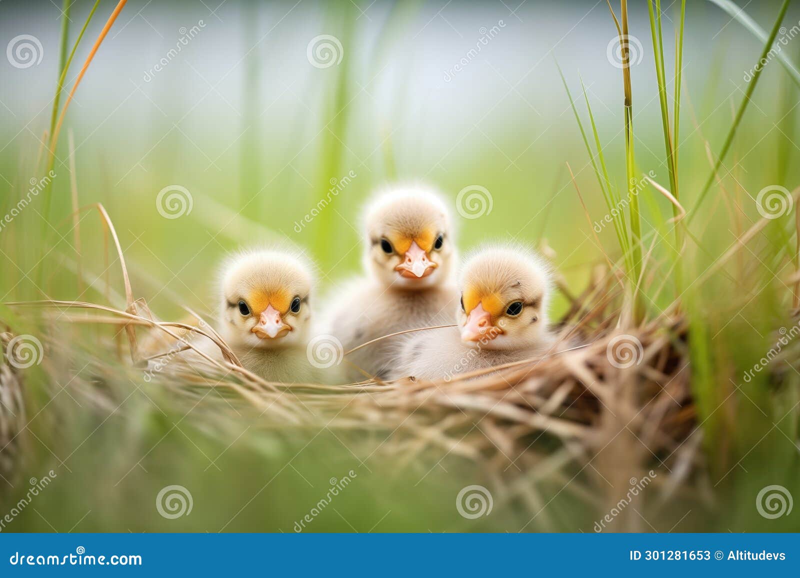Ducklings Hatching in Concealed Grass Nest Stock Illustration ...