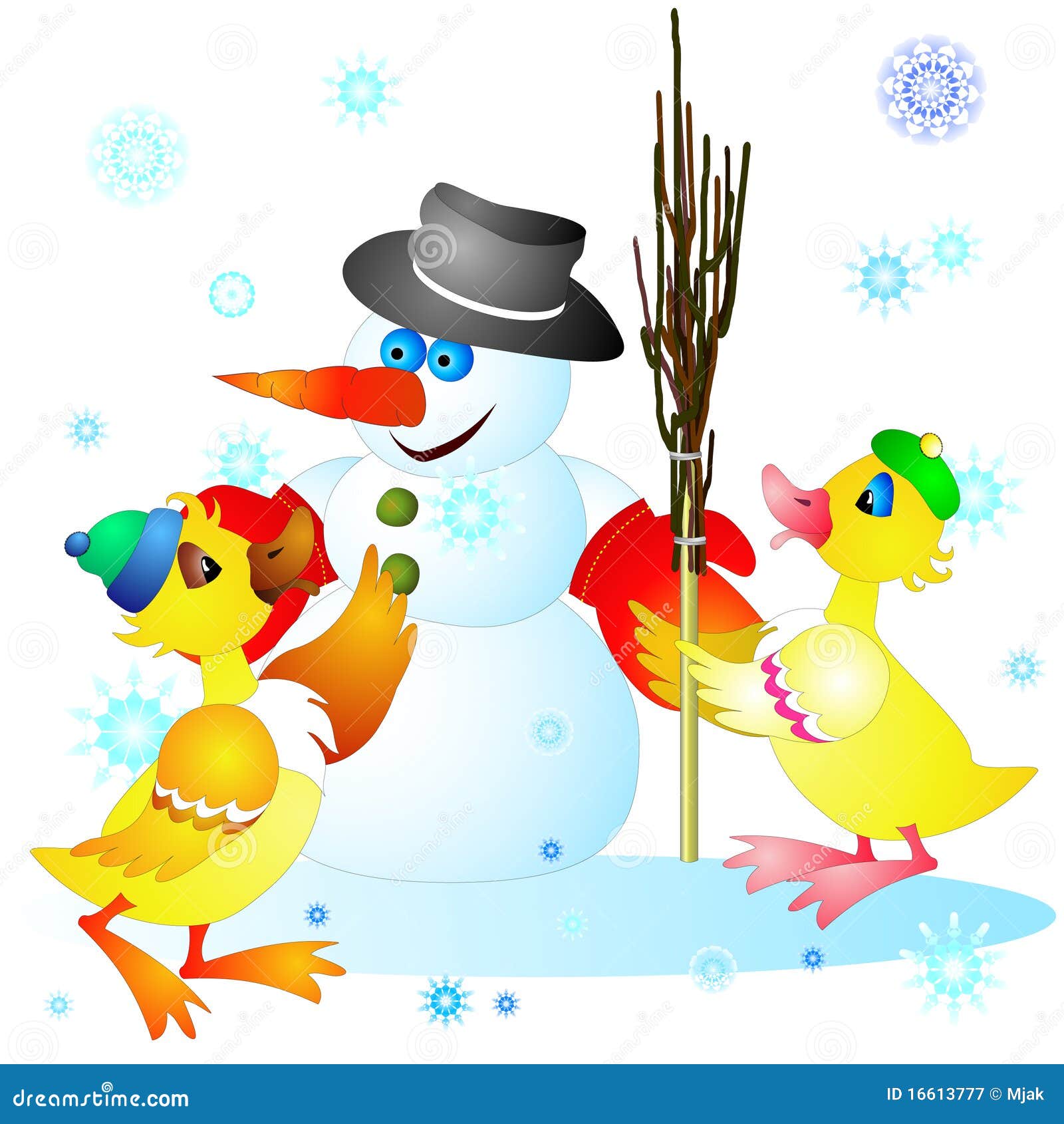 Ducklings and snowman stock vector. Illustration of entertainment ...