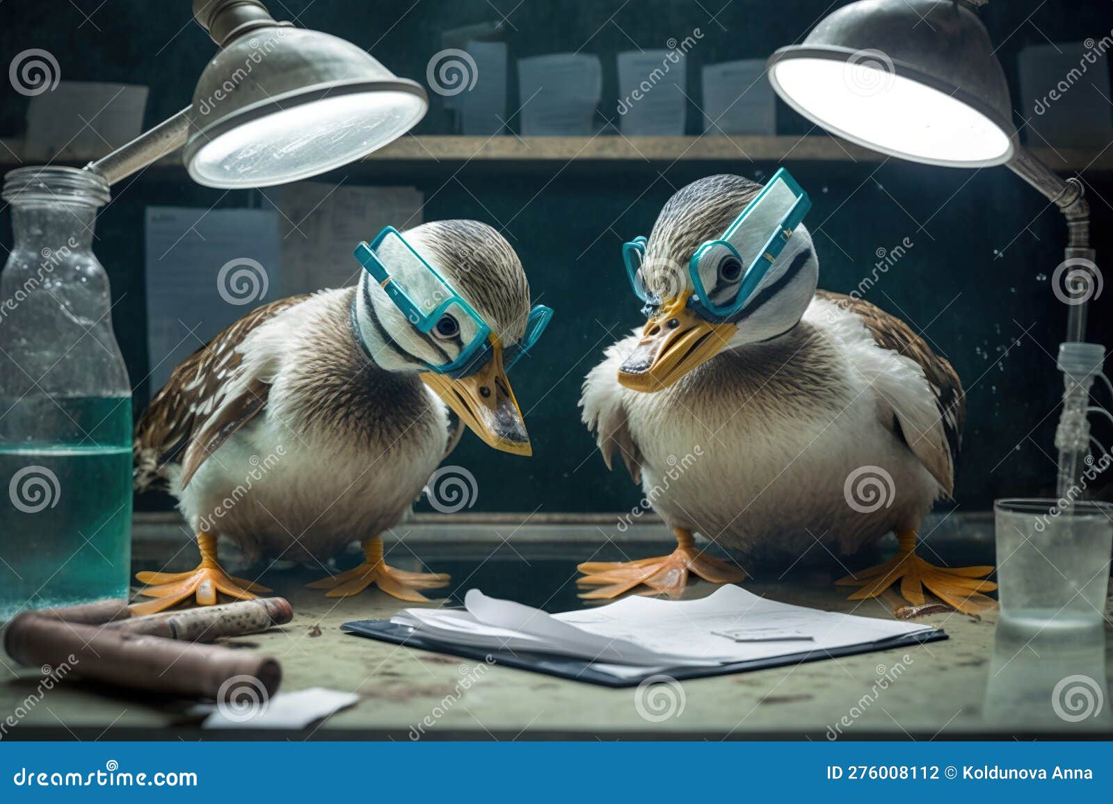 Ducks As Scientists Experiment Created with Generative AI Technology ...