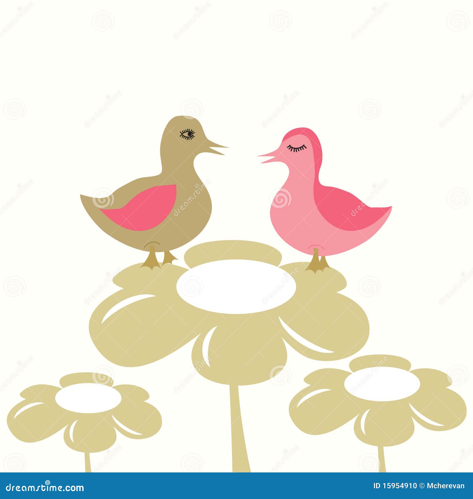 Ducks couple in love. stock illustration. Illustration of flourish ...