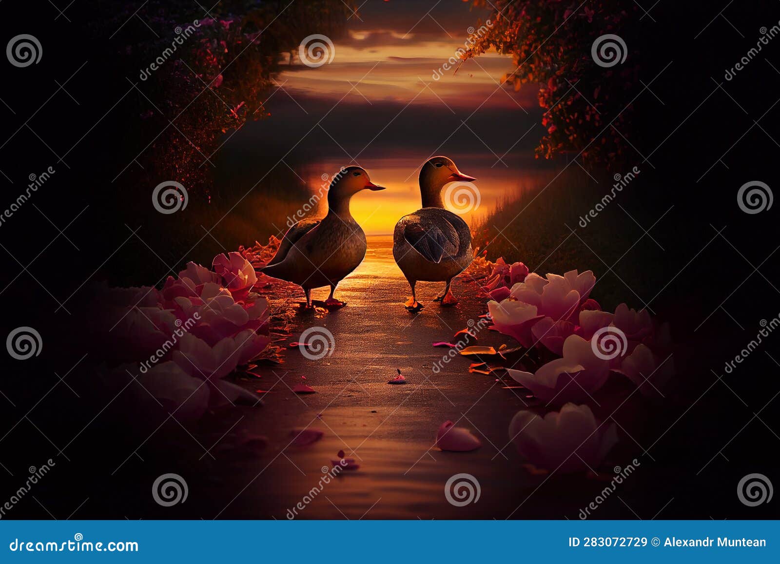 Ducks In Love Cartoon Illustration | CartoonDealer.com #36330348