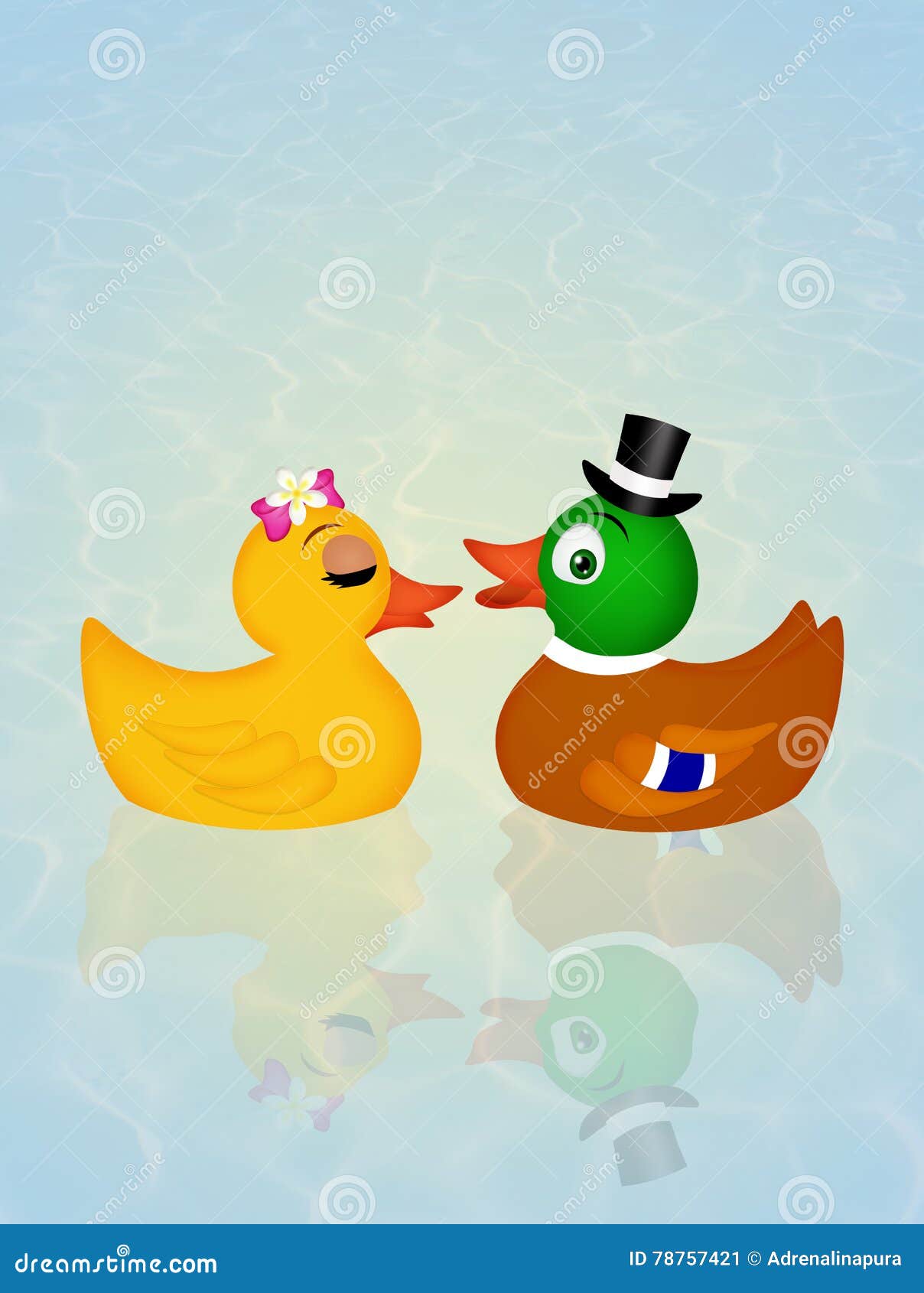 Ducks in love stock illustration. Illustration of animal - 78757421