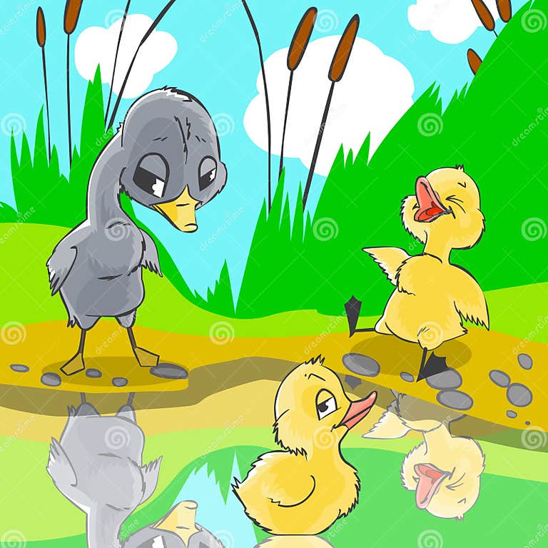 Ducks Mocked at Ugly Duckling. Stock Illustration - Illustration of ...