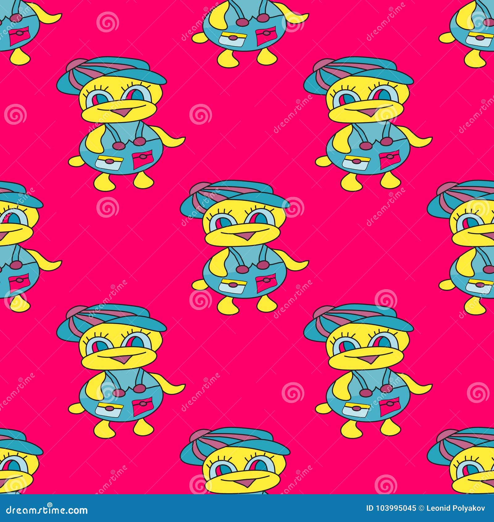 Ducks On A Pink Background Seamless Bright Pattern Cartoon Vector ...