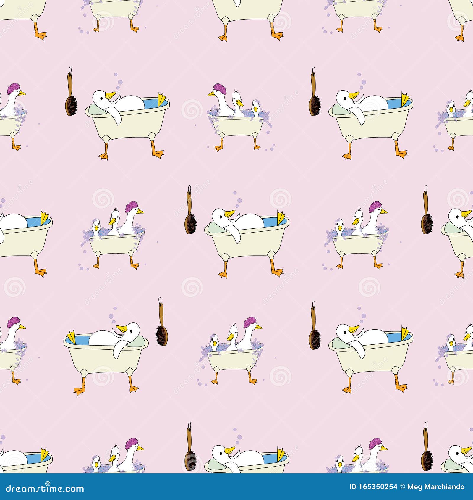 Ducks On A Pink Background Seamless Bright Pattern Stock Image ...