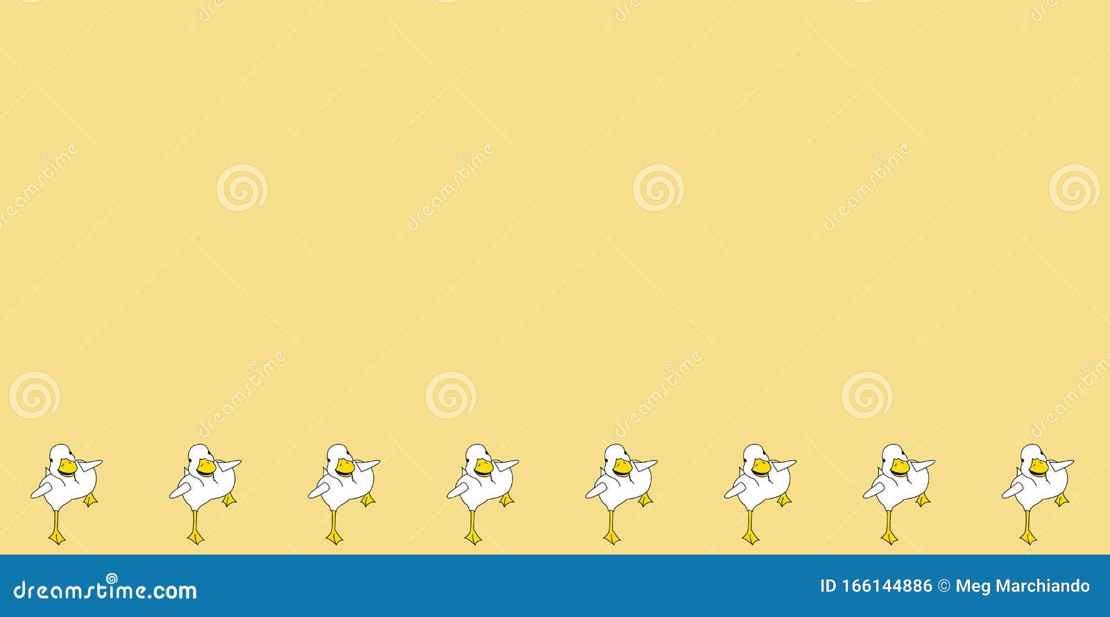 Ducks Running Vector Pattern Seamless Border Background on Yellow ...