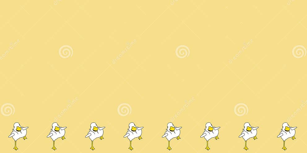 Ducks Running Vector Pattern Seamless Border Background on Yellow ...