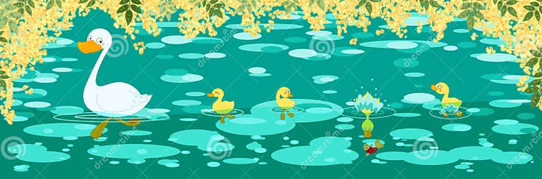 Ducks spring banner stock illustration. Illustration of outdoors - 23700822
