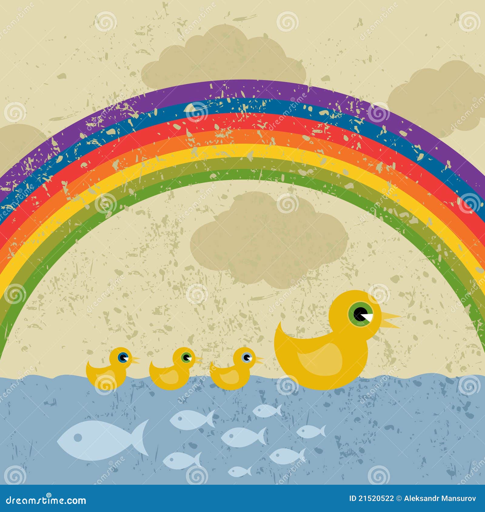 Ducks under a rainbow stock vector. Illustration of nature - 21520522