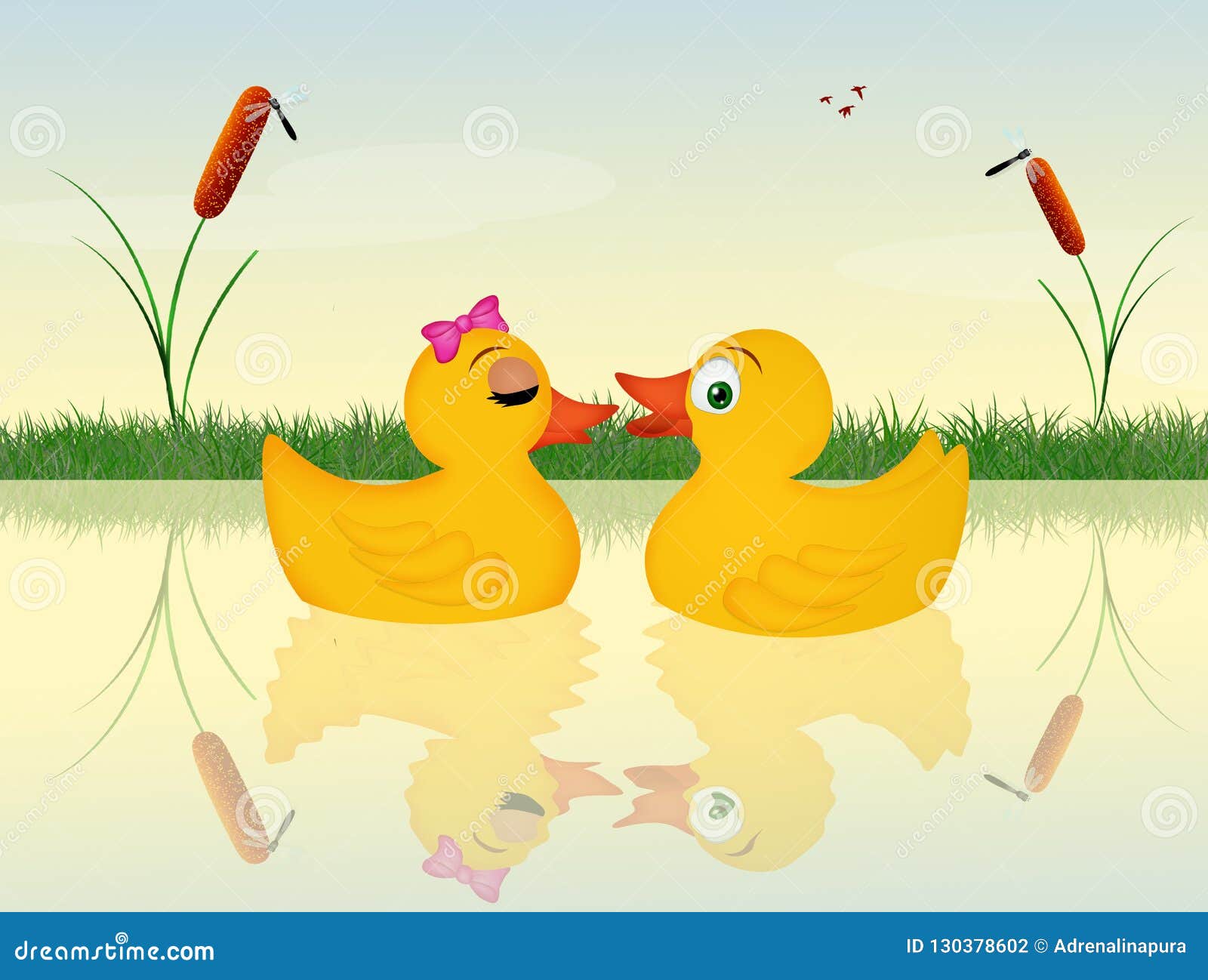 Ducks in the water stock illustration. Illustration of cartoon - 130378602