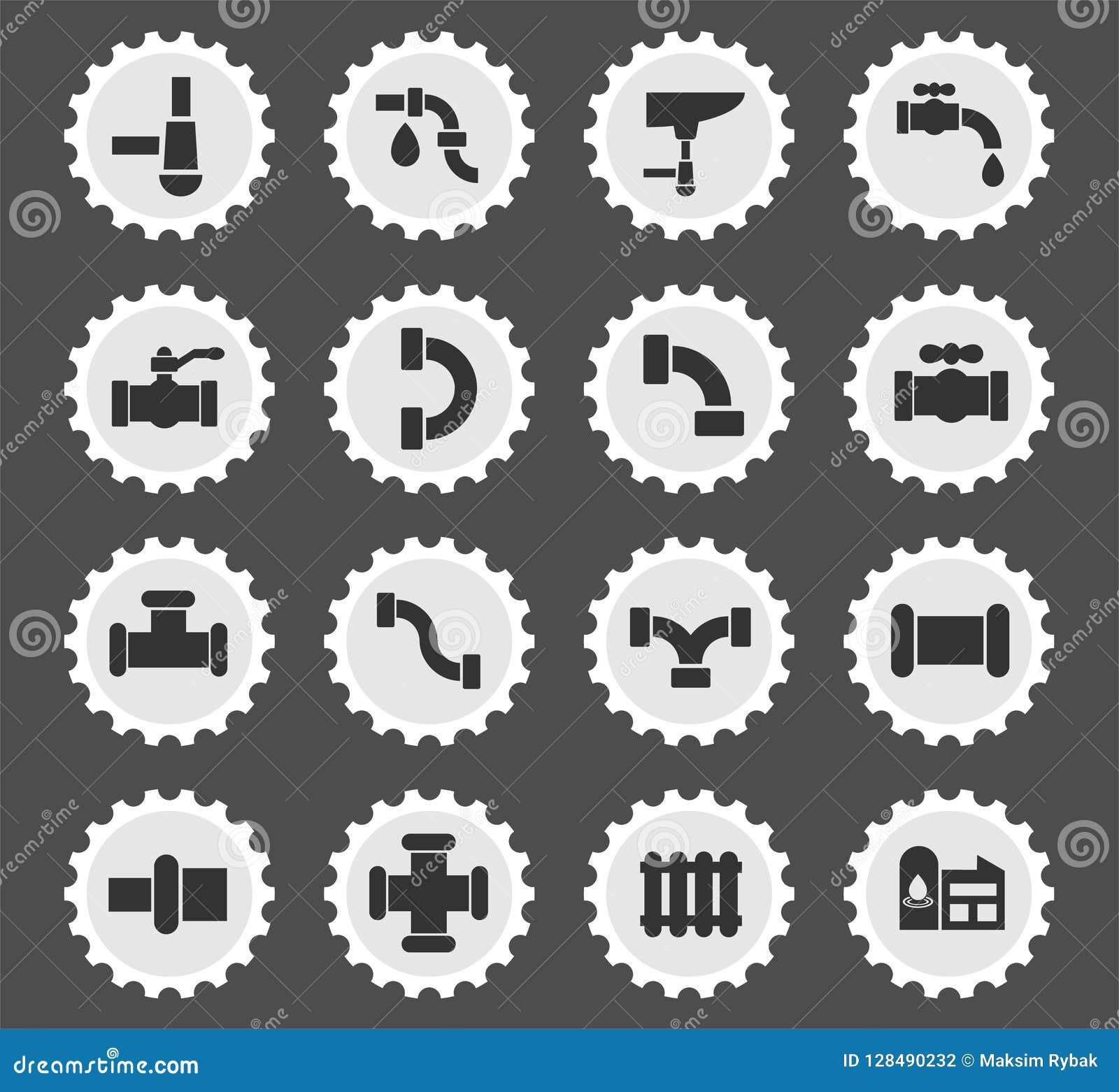 Duct icon set stock vector. Illustration of ductwork - 128490232