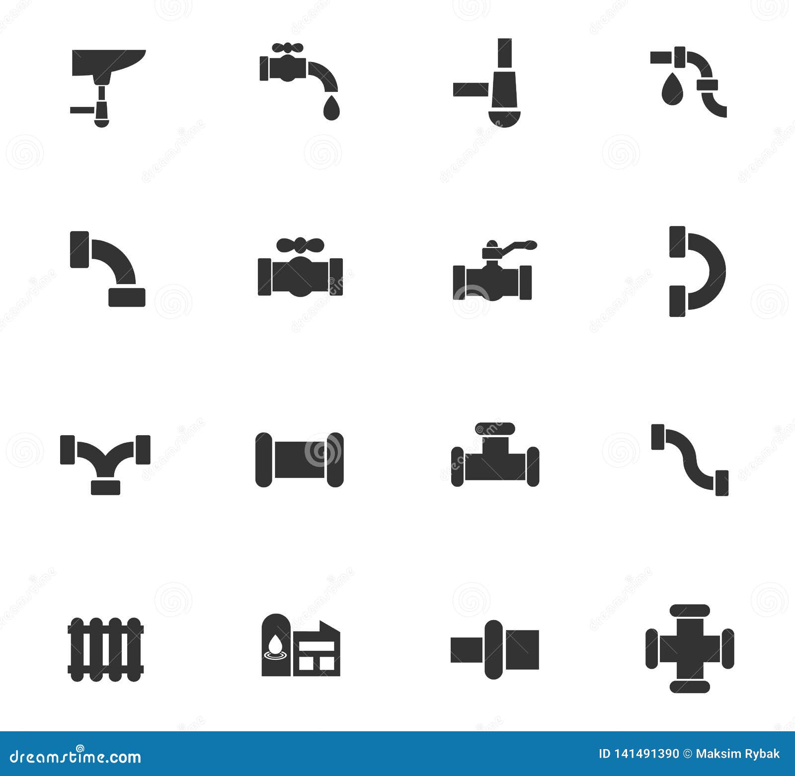 Duct icon set stock vector. Illustration of aluminium - 141491390