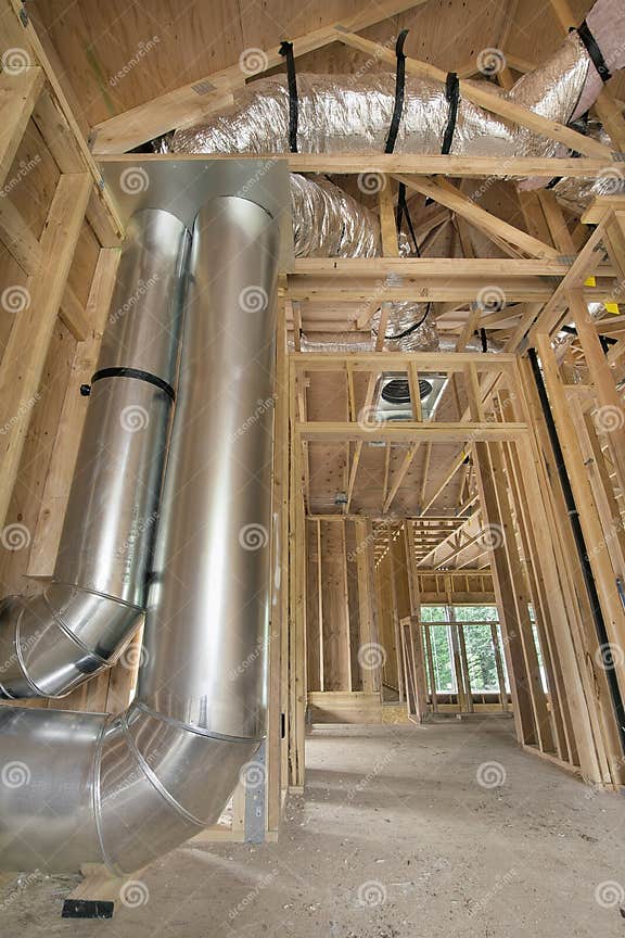 Duct Work for Home Heating Cooling System Stock Image - Image of ...