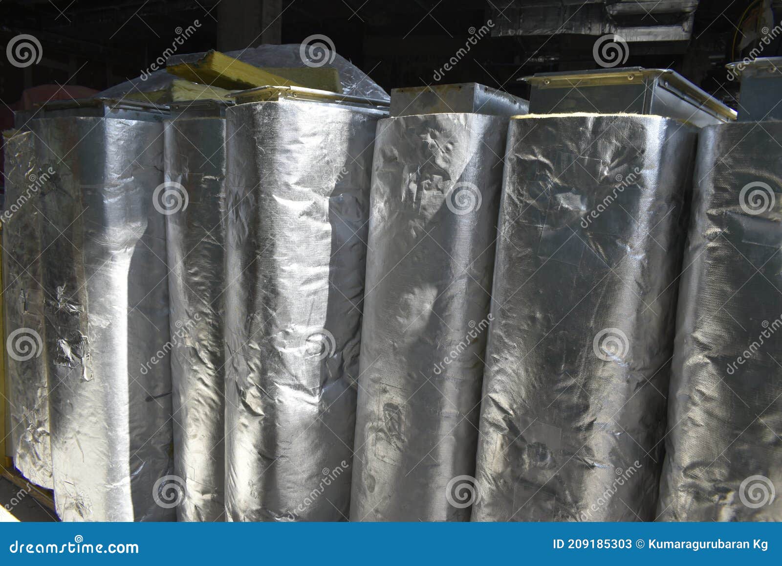 Ducting Work. Duct Insulation. HVAC System in the Construction Site ...