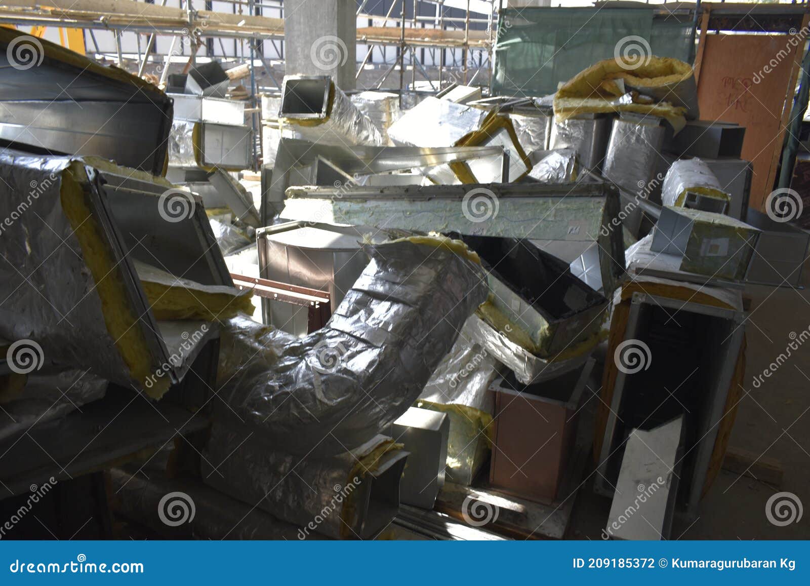 Ducting Work. Duct Insulation. HVAC System in the Construction Site ...