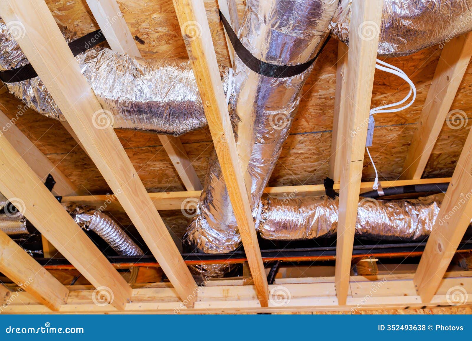 Ductwork Installation in New Construction Ceiling during Building ...
