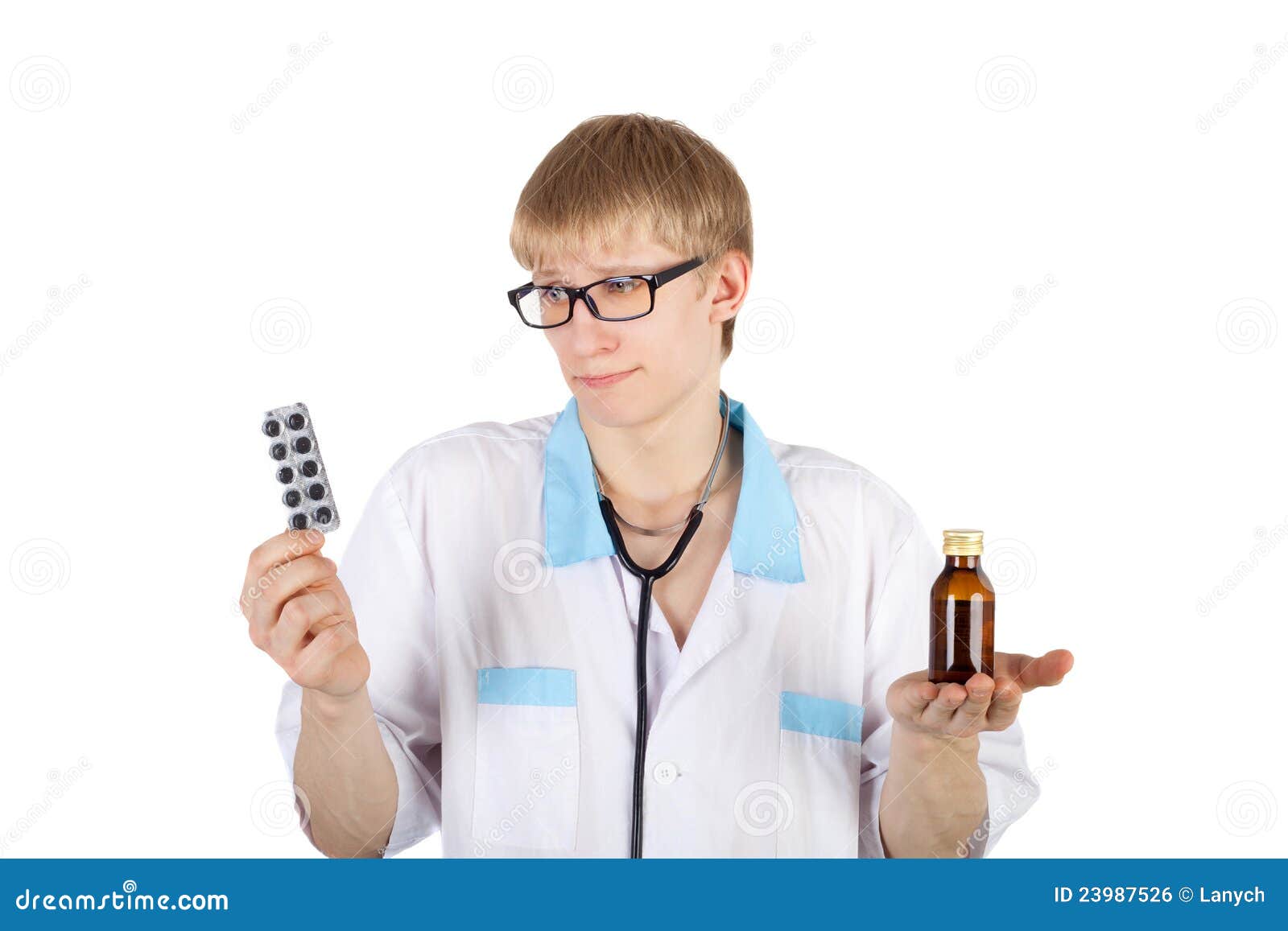 Duda joven del doctor foto de archivo. Imagen de mano - 23987526