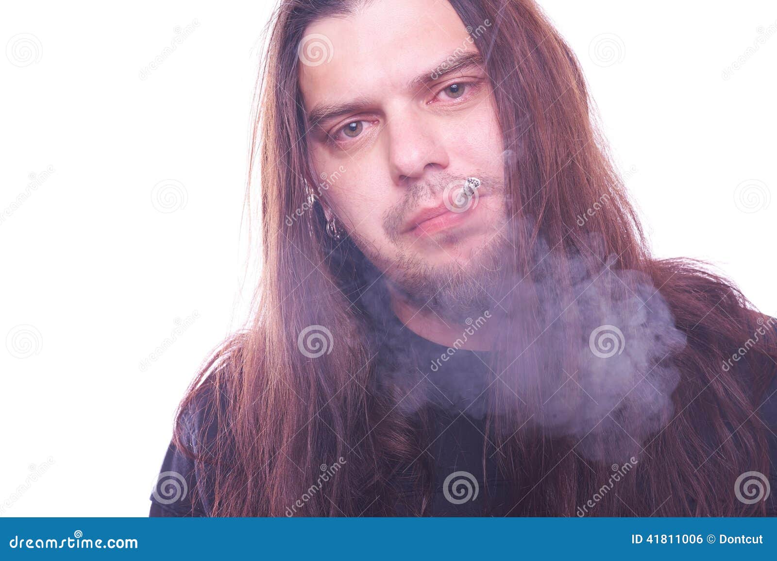 Dude with Flowing Hair Smoking Stock Photo - Image of fresh, close ...