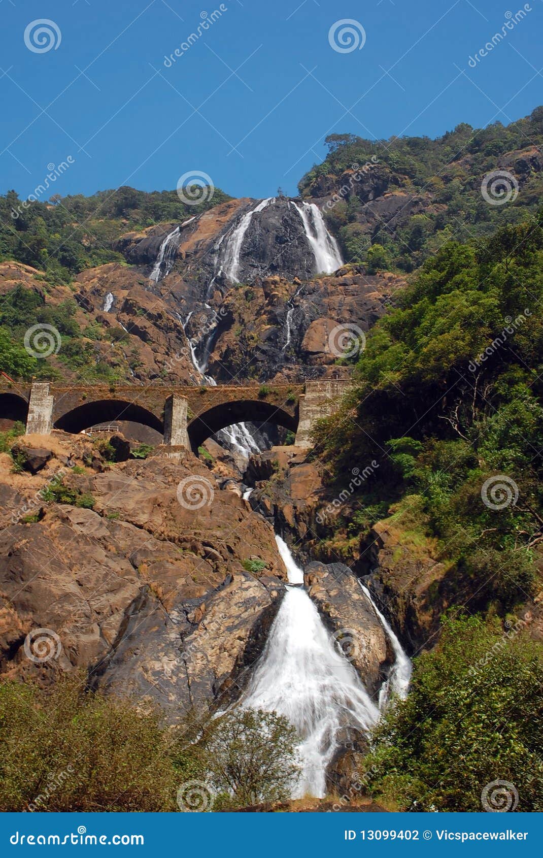 Dudhsagar Waterfall stock photo. Image of scene, india - 13099402