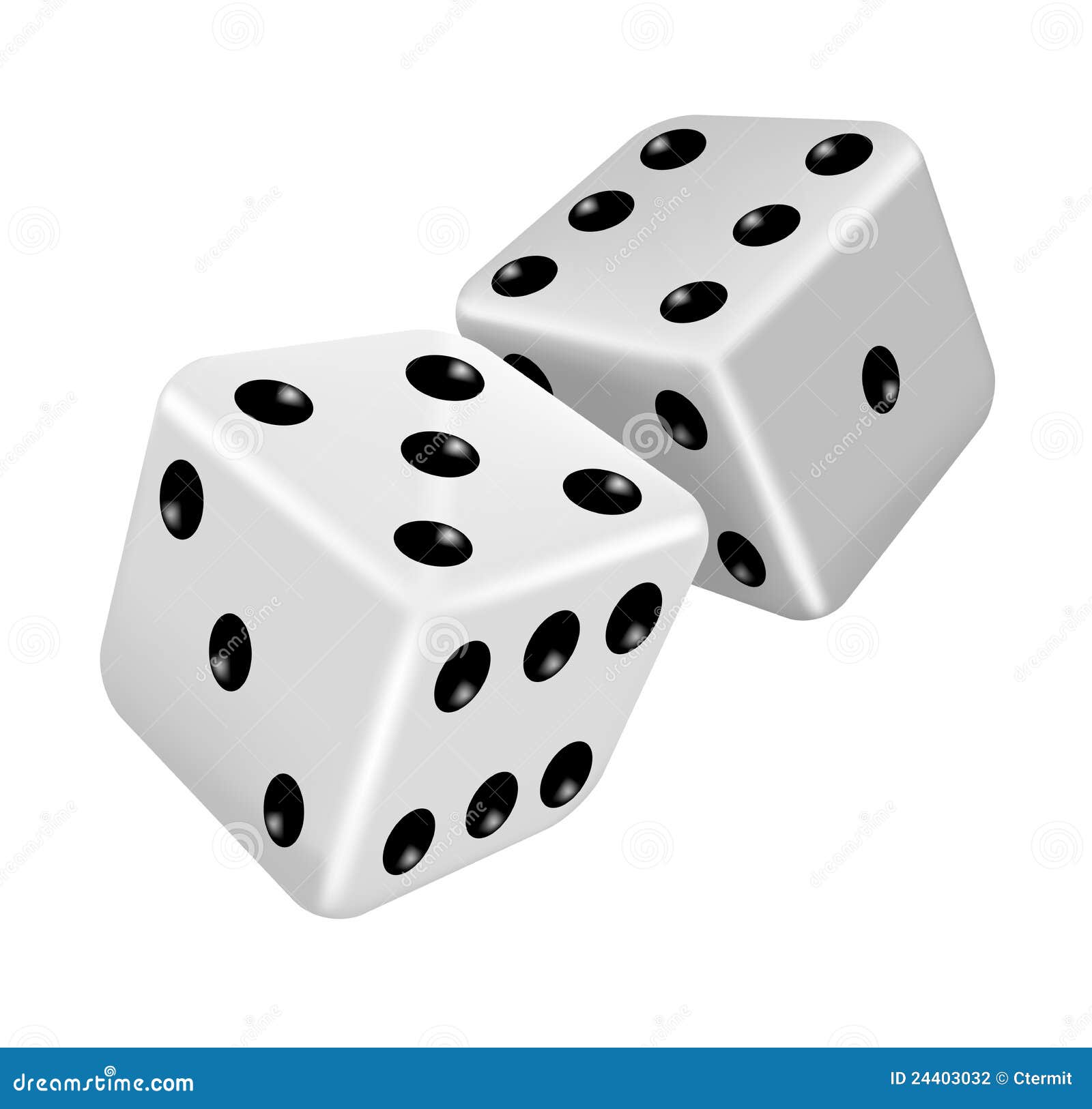 Due dadi bianchi illustrazione vettoriale. Illustrazione di oggetto ...