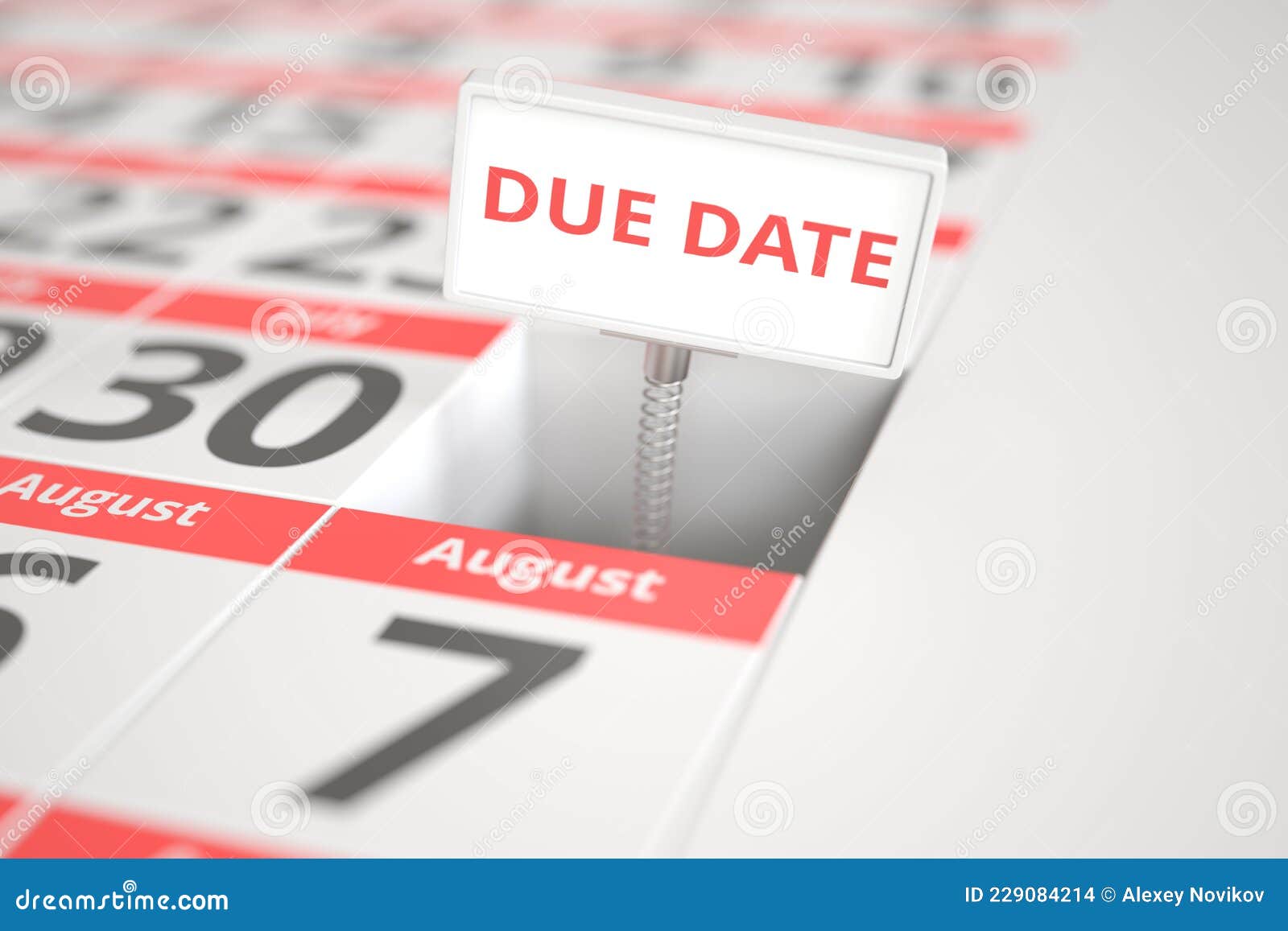 DUE DATE Sign on July 31 in a Calendar, 3d Rendering Stock Illustration ...