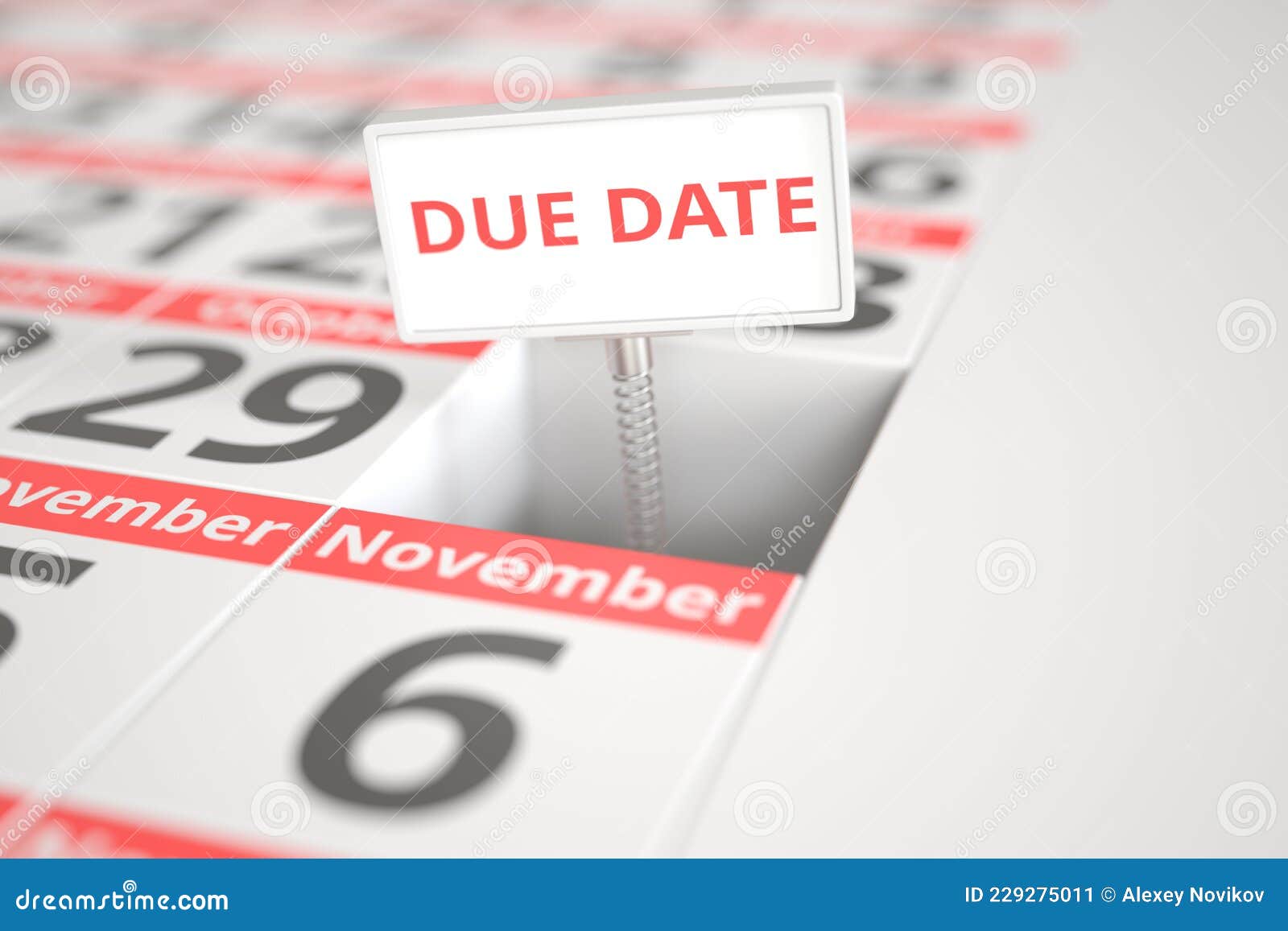 DUE DATE Sign on October 30 in Calendar, 3d Rendering Stock ...