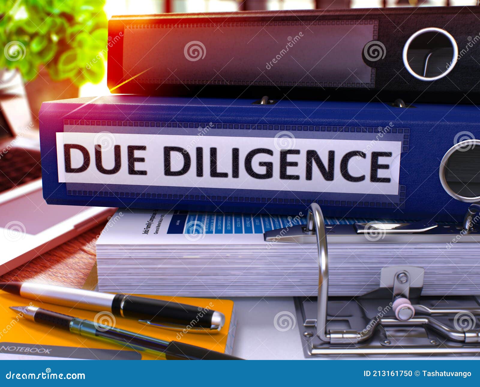 Due Diligence on Blue Office Folder. Toned Image. Stock Illustration ...