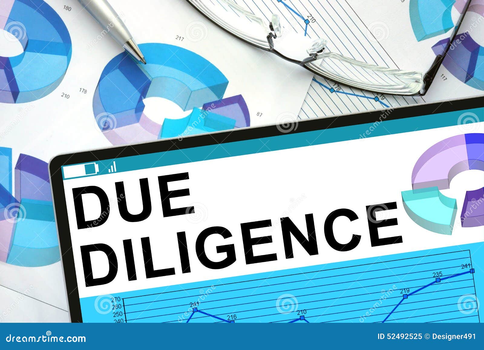 Due Diligence N Tablet with Graphs. Stock Image - Image of agreement ...