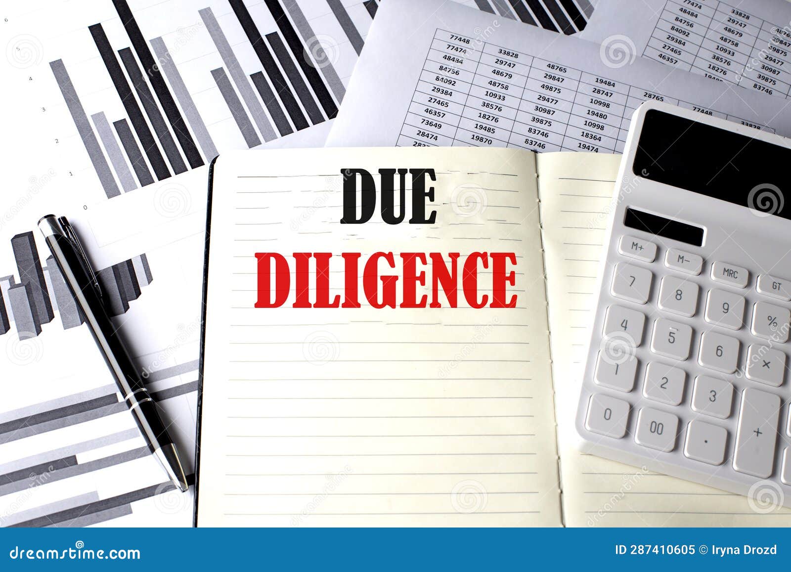 DUE DILIGENCE Text Written on a Notebook on Chart and Diagram Stock ...