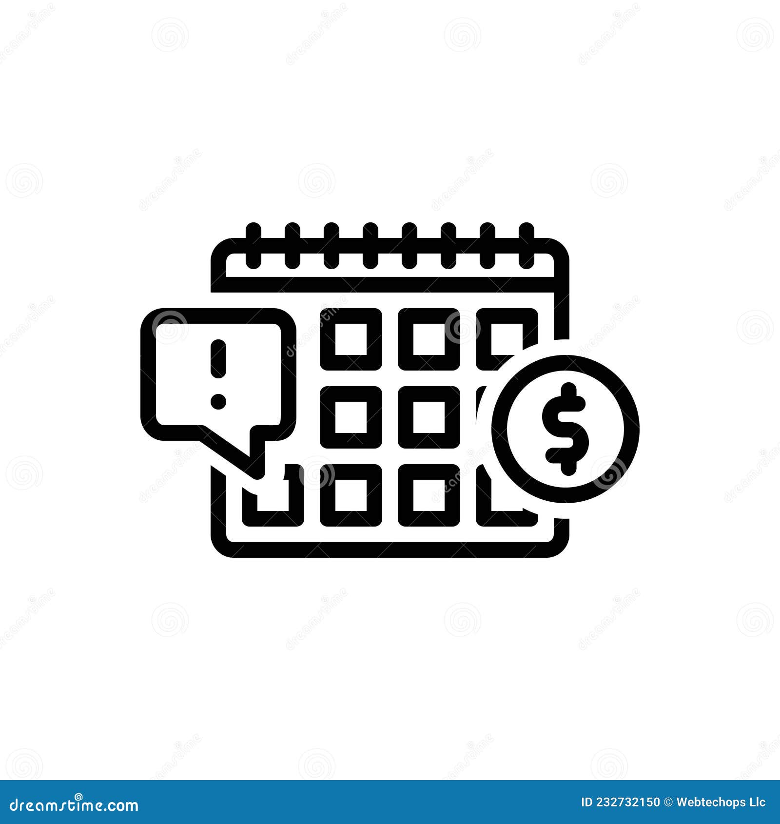 Black Line Icon for Due, Message and Date Stock Vector - Illustration ...