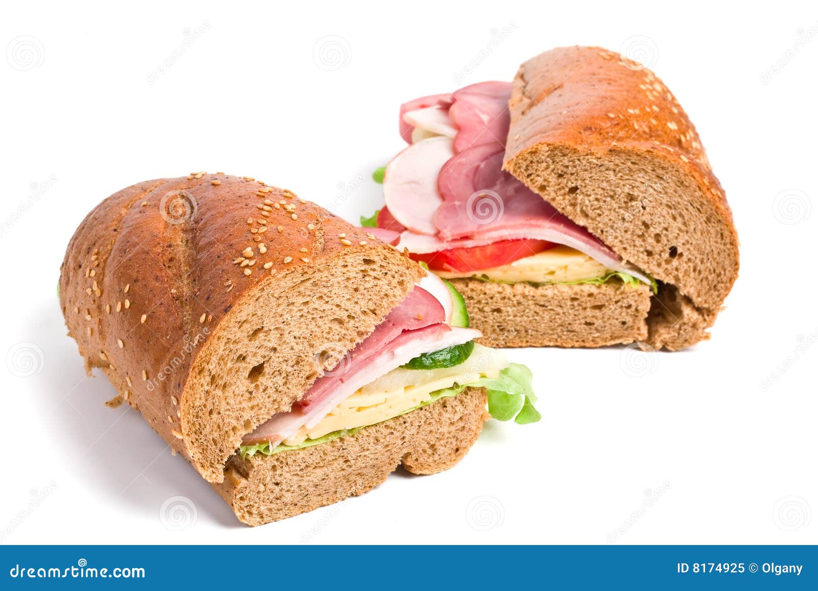 Due Panini Del Baguette Del Grano Intero Immagine Stock - Immagine di ...