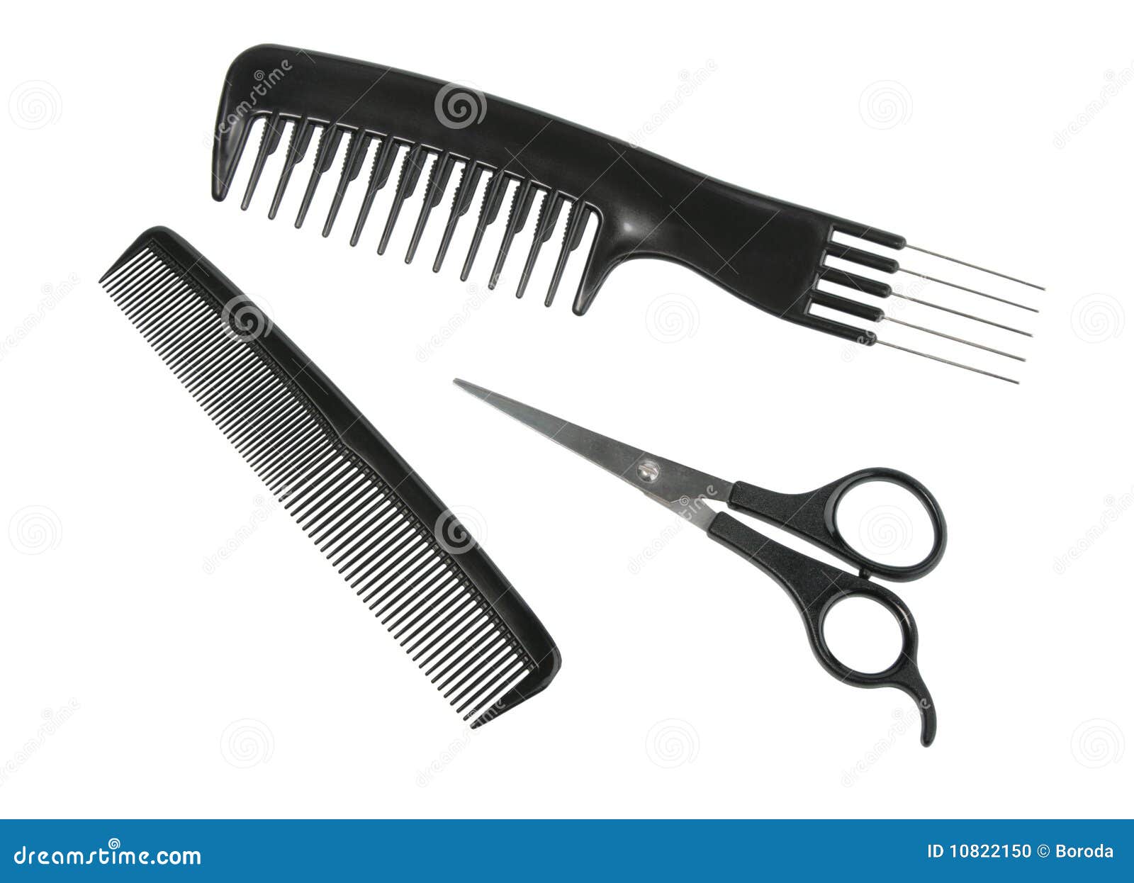 Due Pettini E Forbici Professionali Neri. Fotografia Stock - Immagine ...