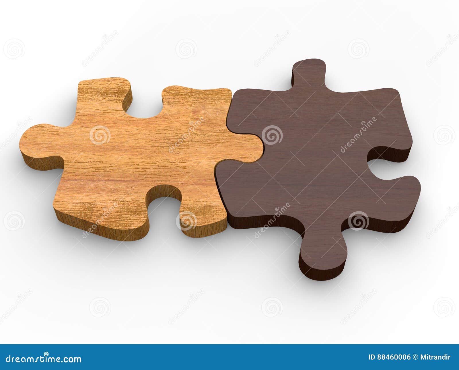 Due Pezzi Di Legno Del Puzzle Un Illustrazione di Stock - Illustrazione ...
