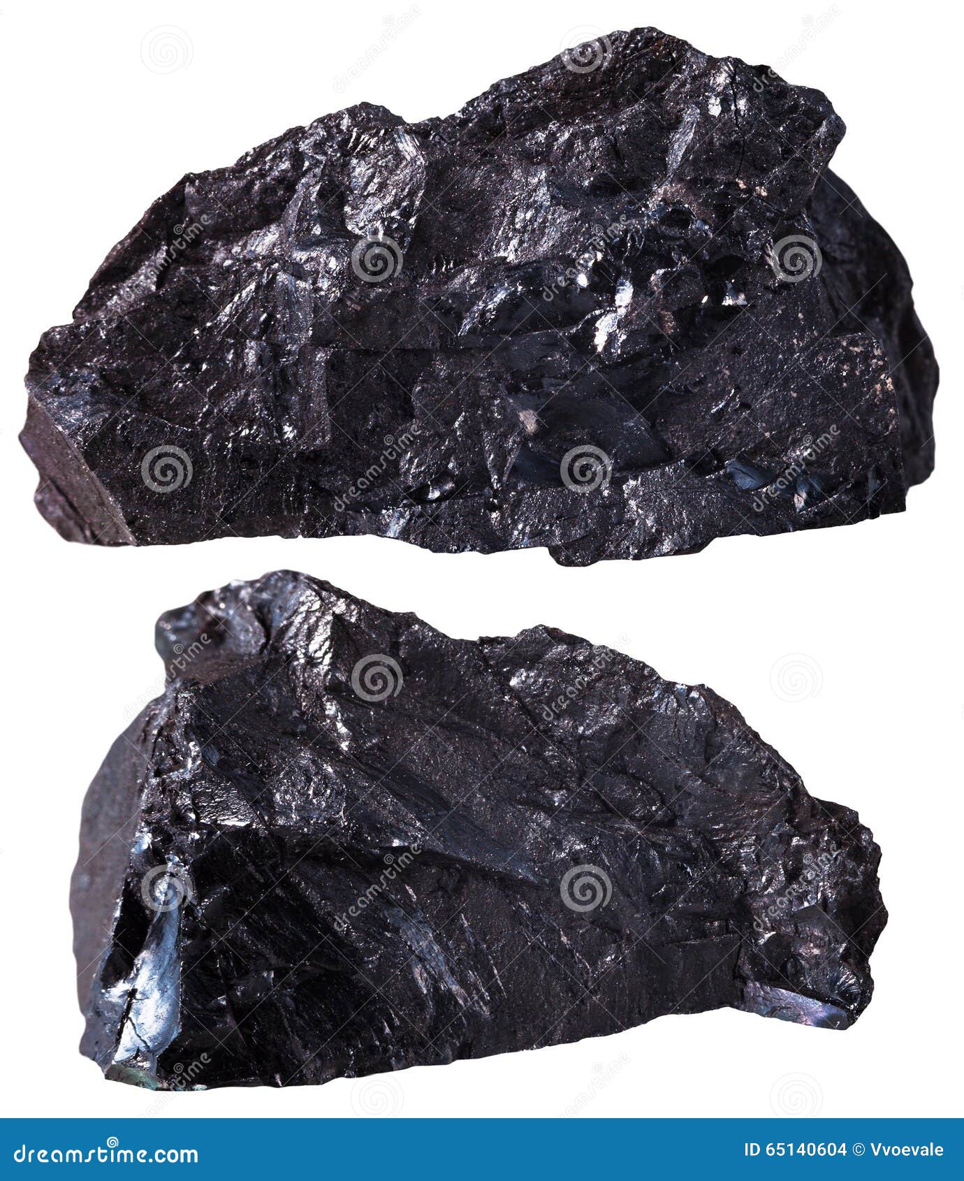 Due Pezzi Di Minerale Antracite Nero (del Carbone) Fotografia Stock ...