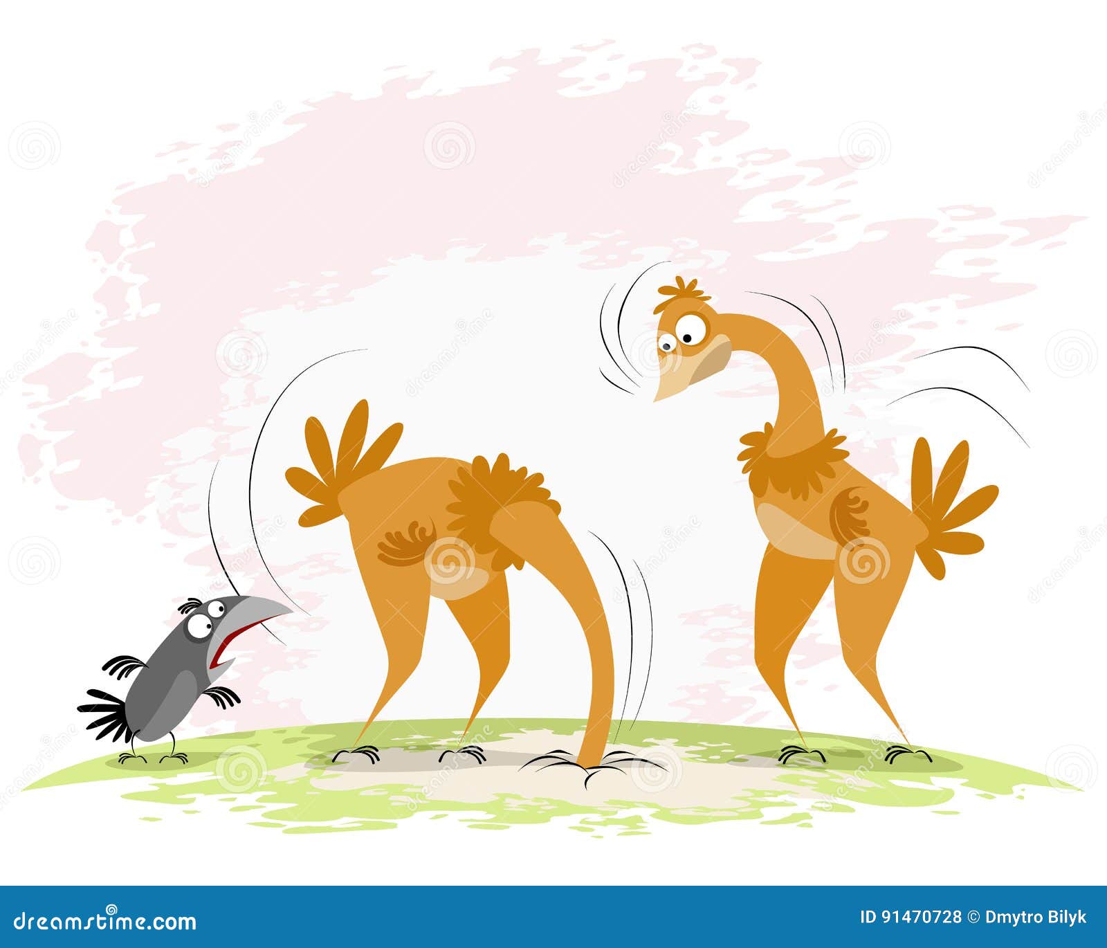 Due struzzi e corvi illustrazione vettoriale. Illustrazione di ...
