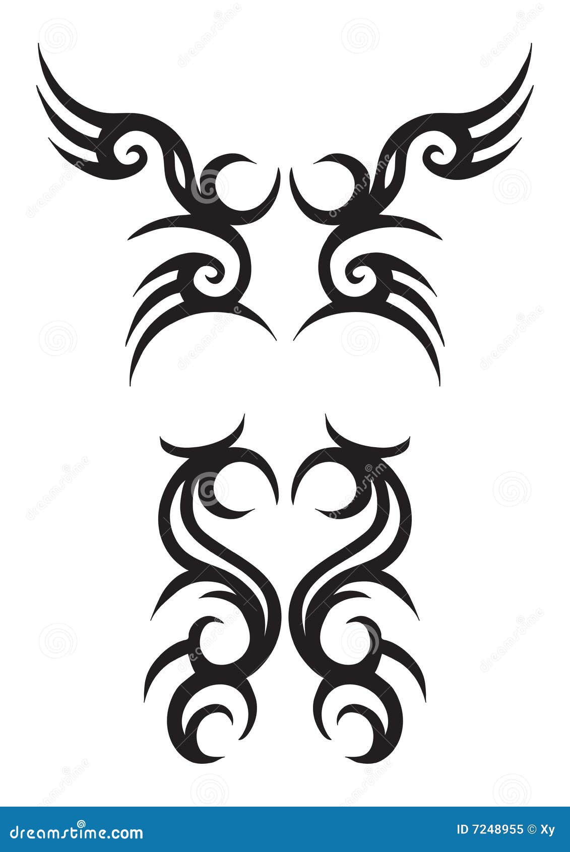 Due tatuaggi tribali illustrazione vettoriale. Illustrazione di ...