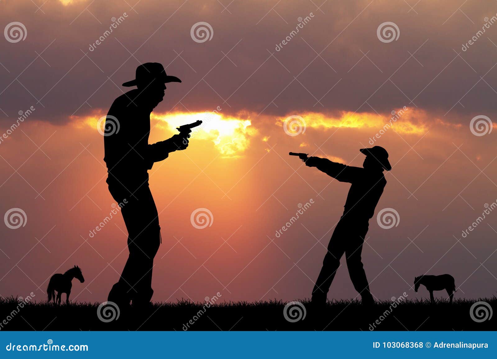 Duel of cowboy men stock illustration. Illustration of desert - 103068368