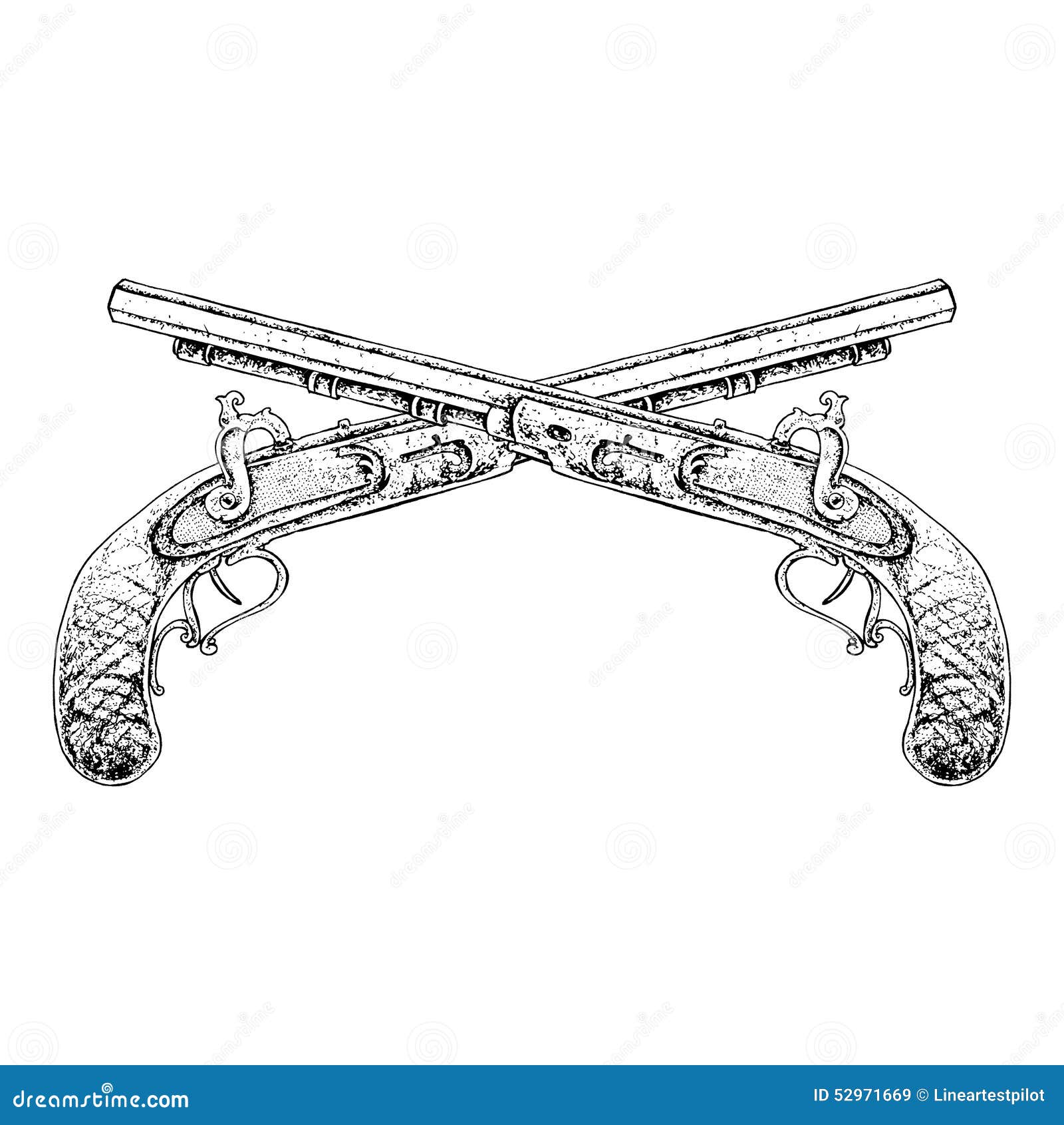 Dueling pistols stock illustration. Illustration of lock - 52971669