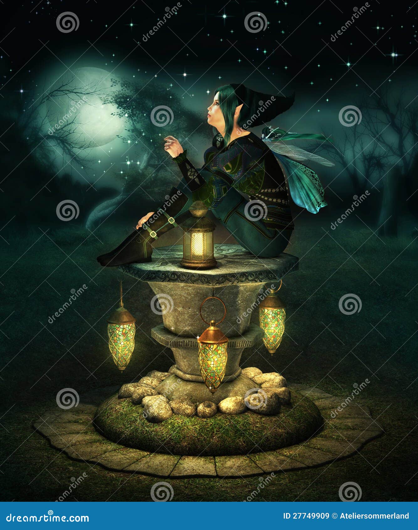 Duende azul da capa ilustração stock. Ilustração de mito - 27749909